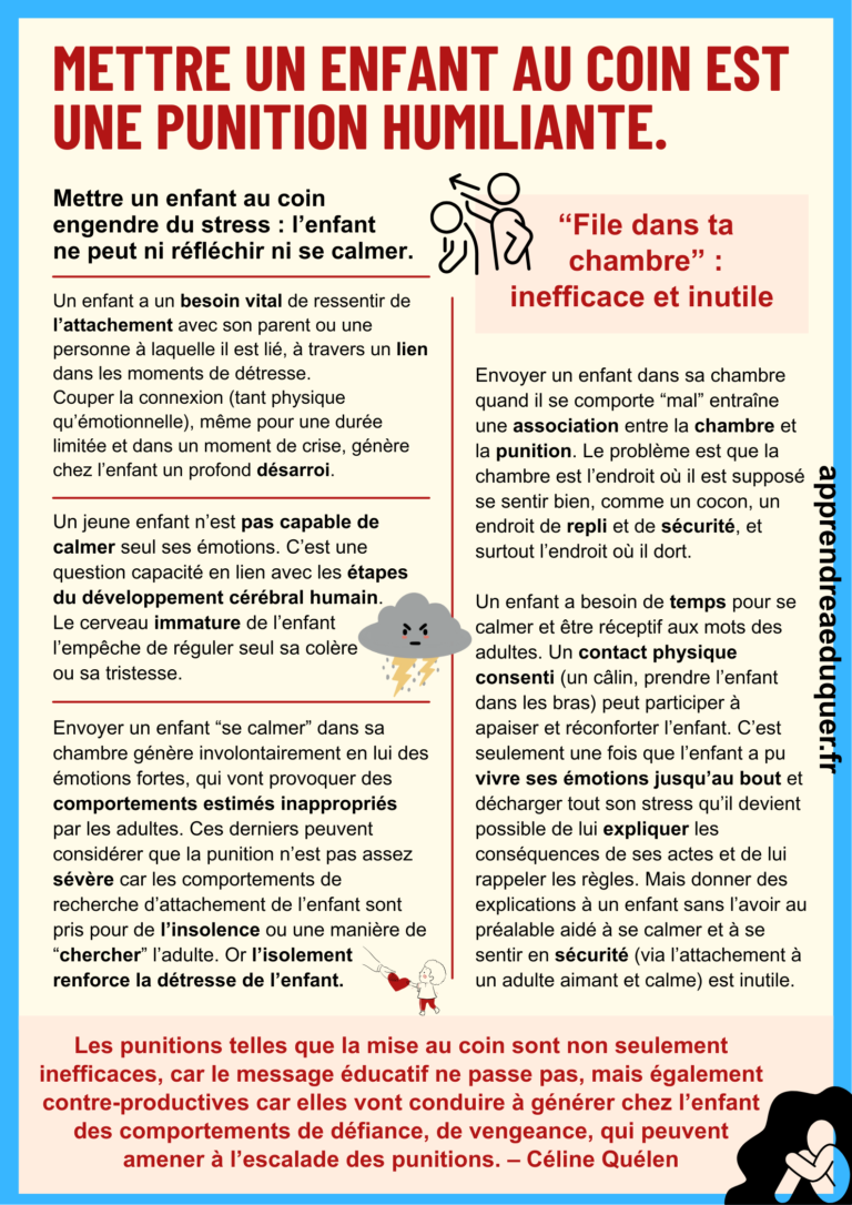 Mettre un enfant au coin est une punition humiliante (inutile et ...